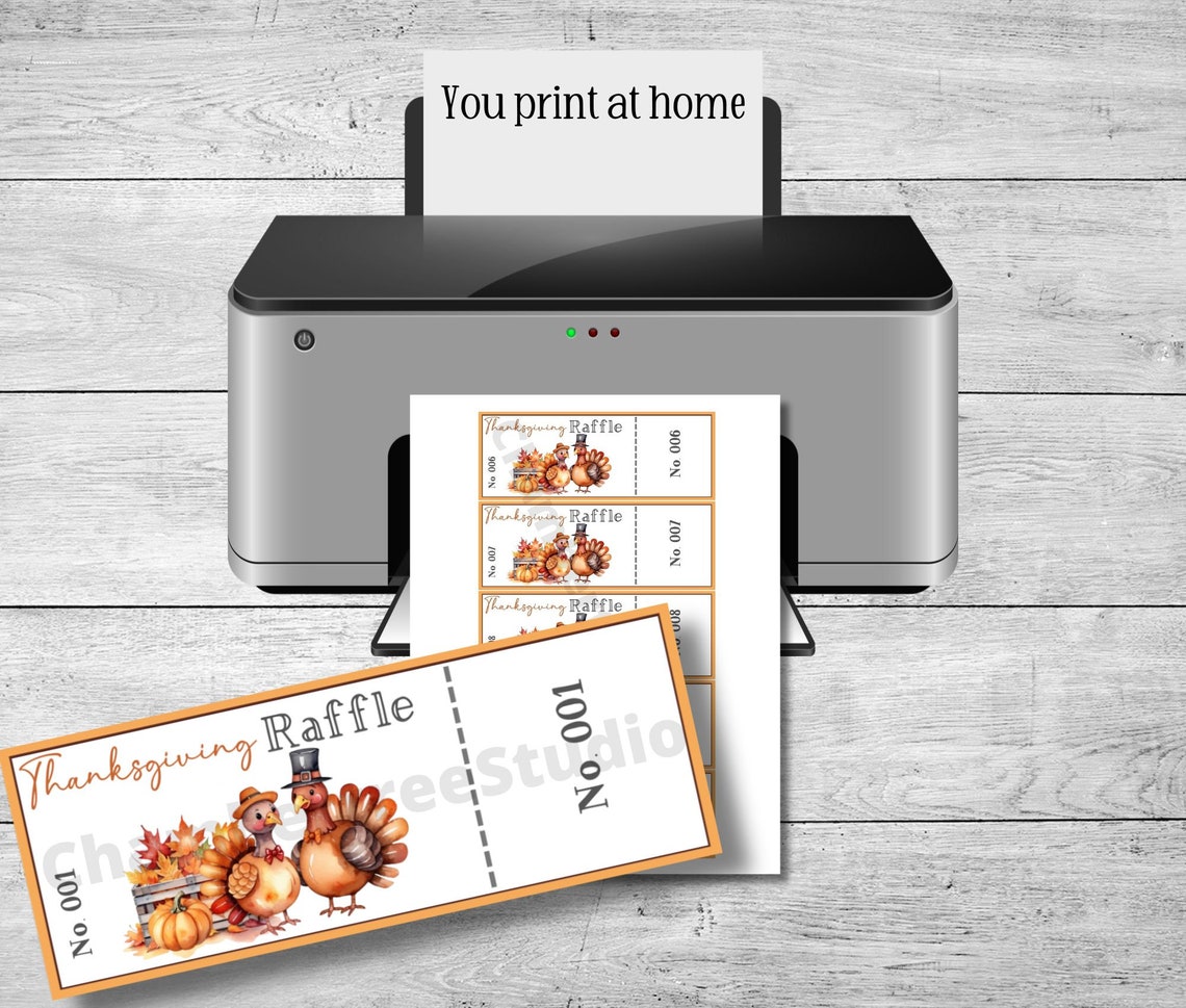 Thanksgiving Raffle Tickets: Printable Fall Fundraiser (instant ...