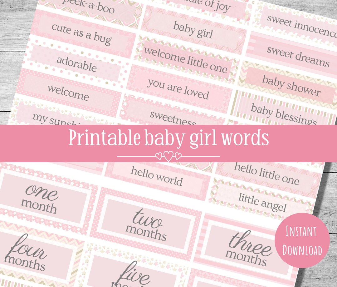 Baby Girl Words Printable Word Sentiments Baby Junk Journal - Etsy