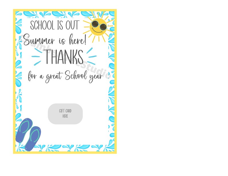 End of School Year Gift Card Holder for Teacher, Appreciation Gift Card ...