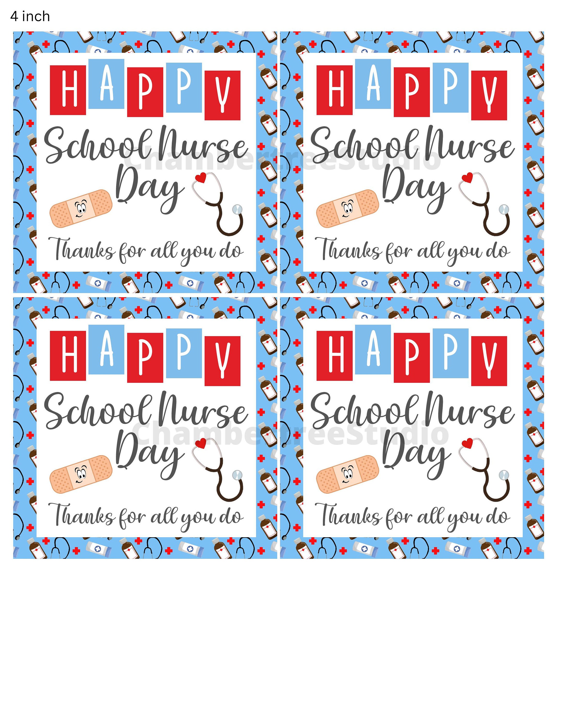 School Nurse Day Appreciation Gift Tag, 3 and 4 Sizes, Happy Nurses ...