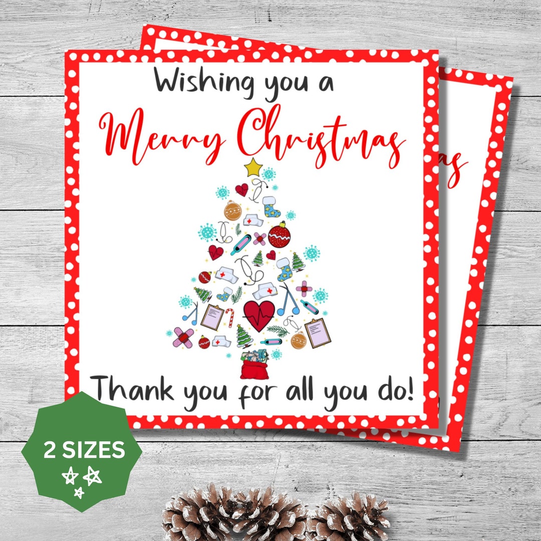 Medical Christmas Gift Tag, Happy Holidays for Nurses Doctors, Medical ...
