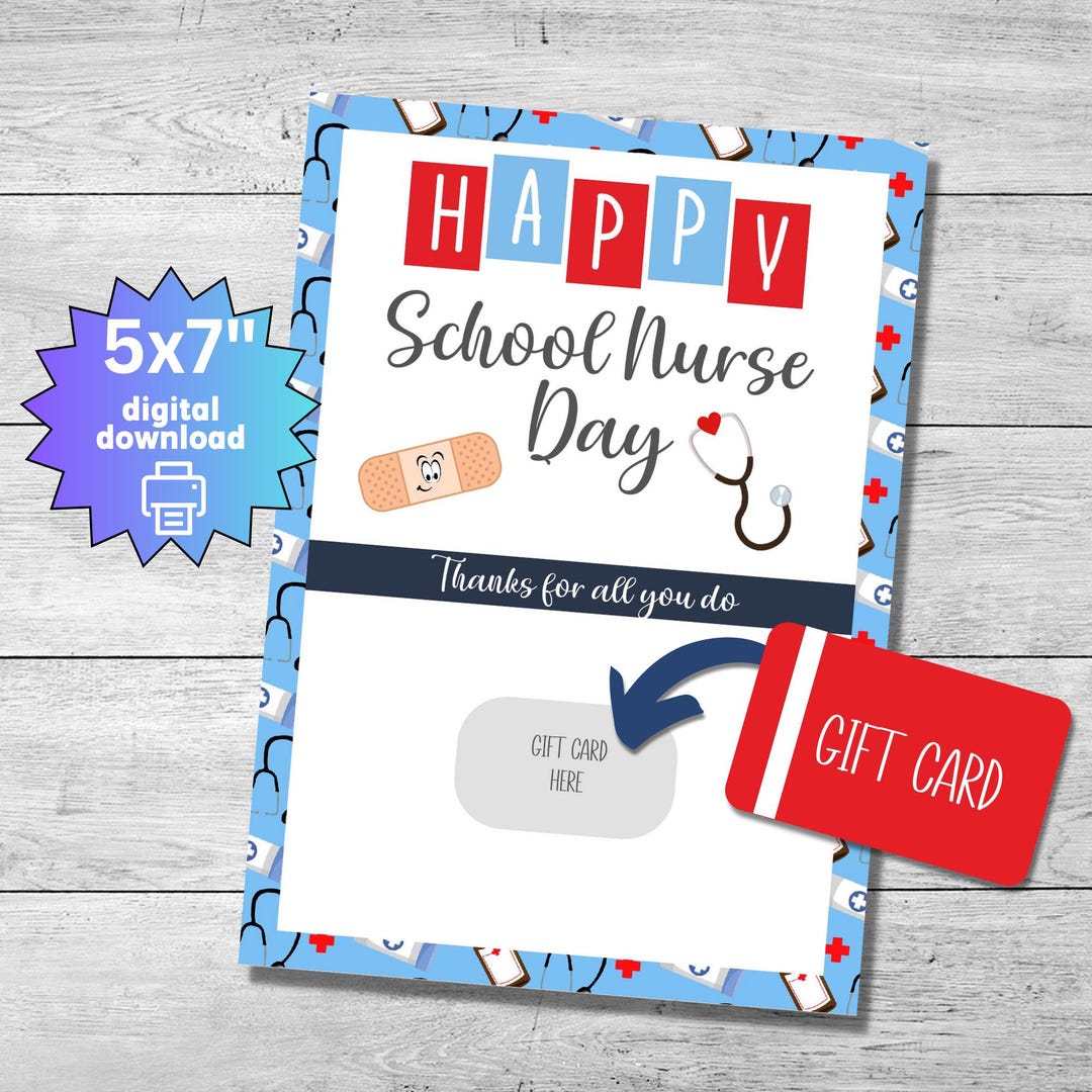 School Nurse Day Gift Card Holder, Printable Thank You School Nurse ...