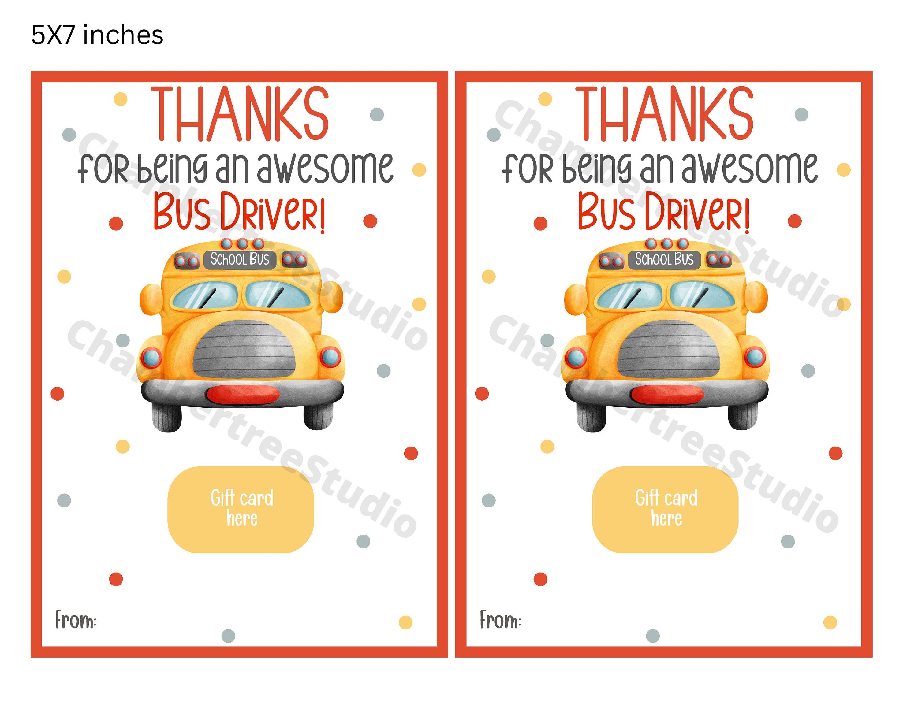 School Bus Driver Gift Card Holder, Printable School Bus Driver Safety ...