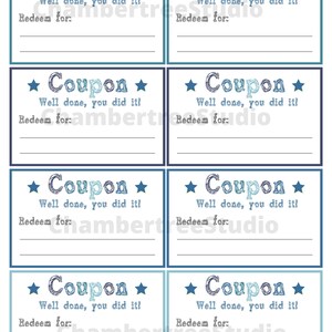 Kids Reward Coupon Cards, Kids Good Behavior Card, Printable Redeem ...