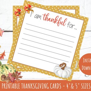Thanksgiving Gratitude Cards Printable I Am Thankful for - Etsy