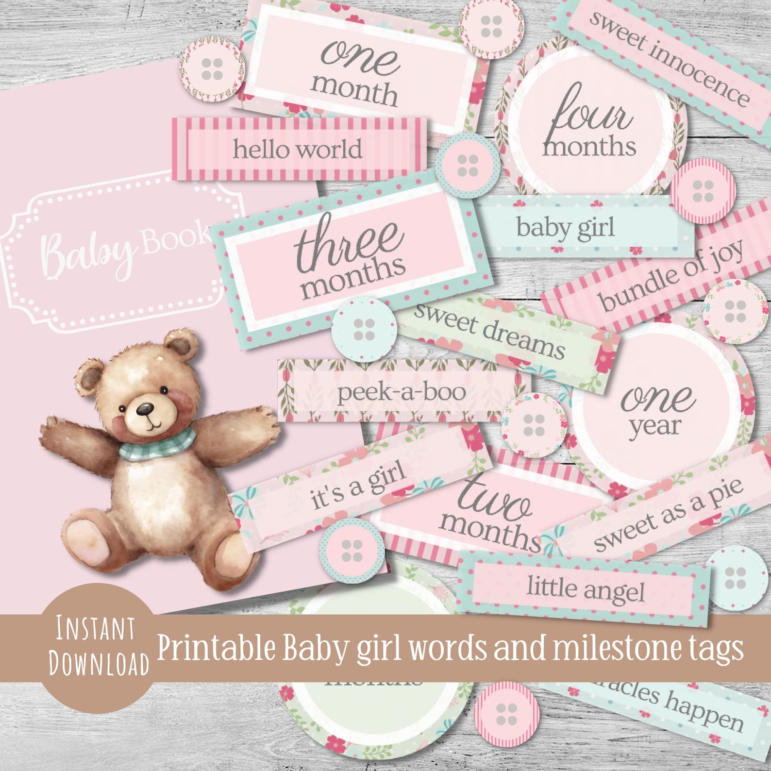 Baby Girl Words – Printable Baby Sentiments for Junk Journals ...