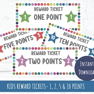Kids Reward Tickets, Positive Behavior Points, Kids Reward System ...