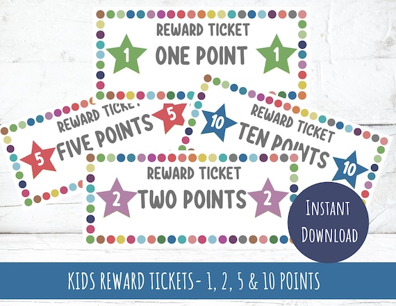 Kids Reward Tickets Positive Behavior Points Kids Reward - Etsy