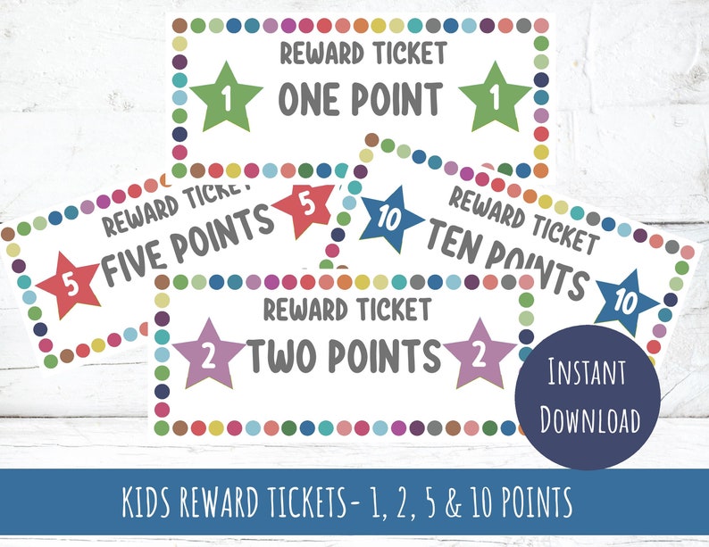 Kids Reward Tickets, Positive Behavior Points, Kids Reward System ...