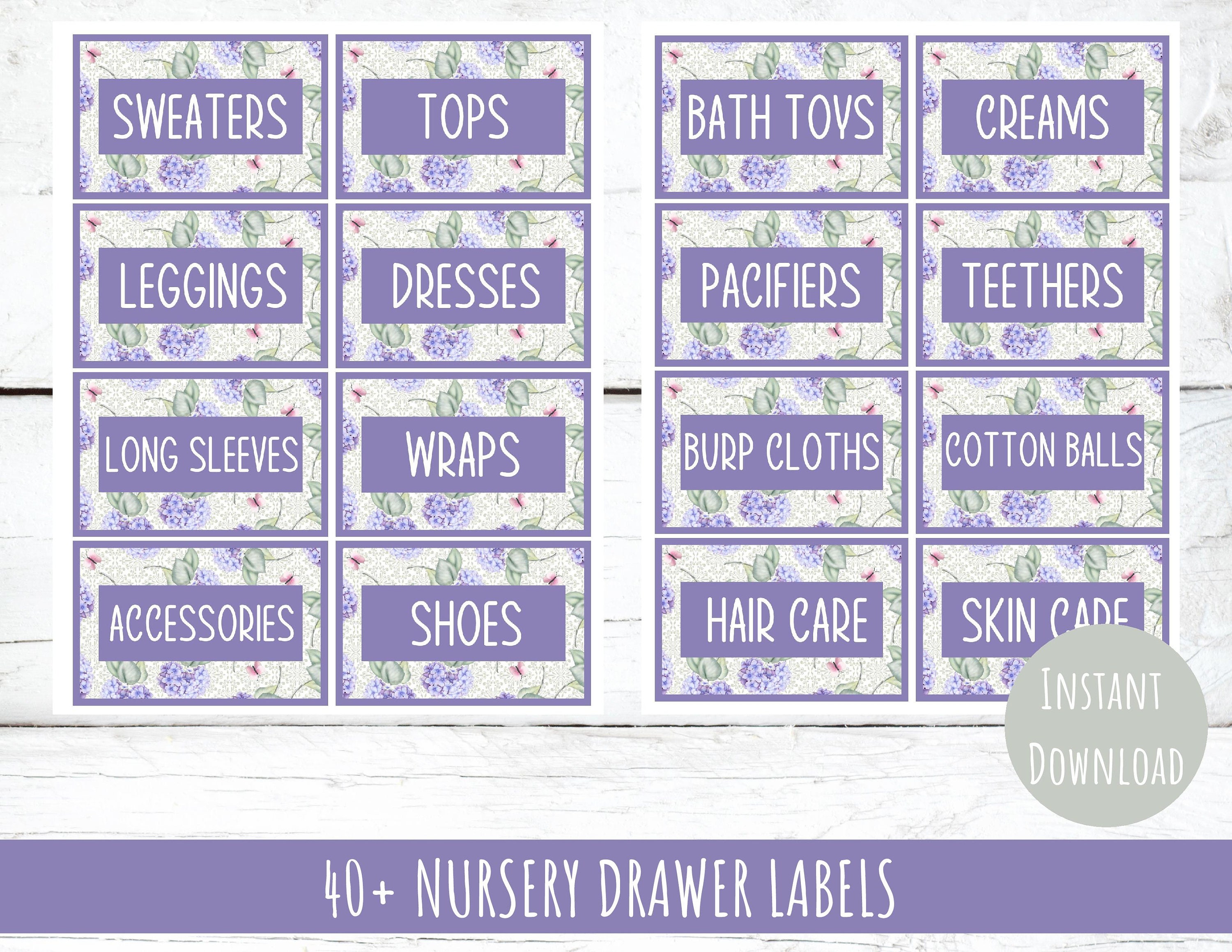 Printable Baby Nursery Drawer Labels, Nursery Organization, Digital ...