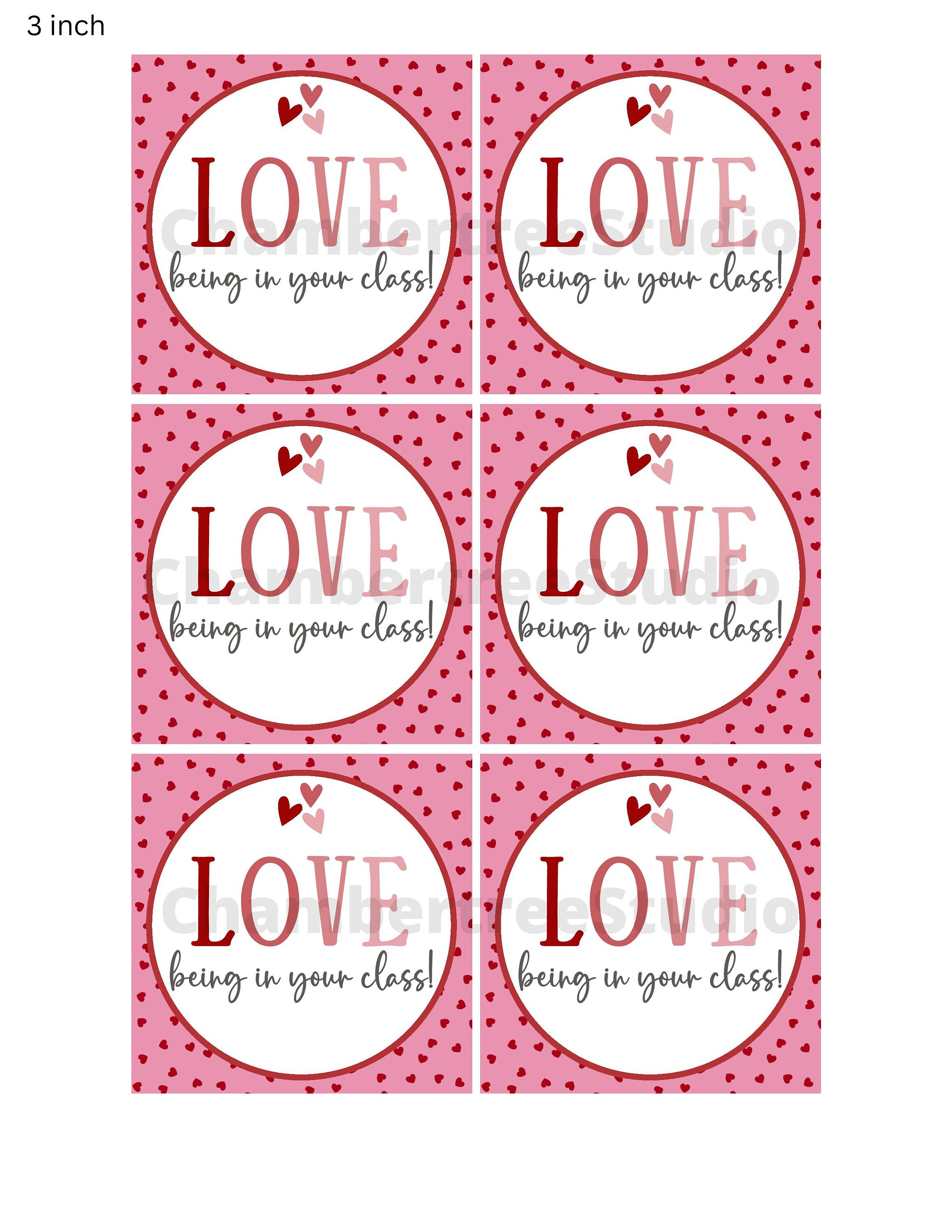 Love Being in Your Class Gift Tag Kids Cute Valentine's - Etsy