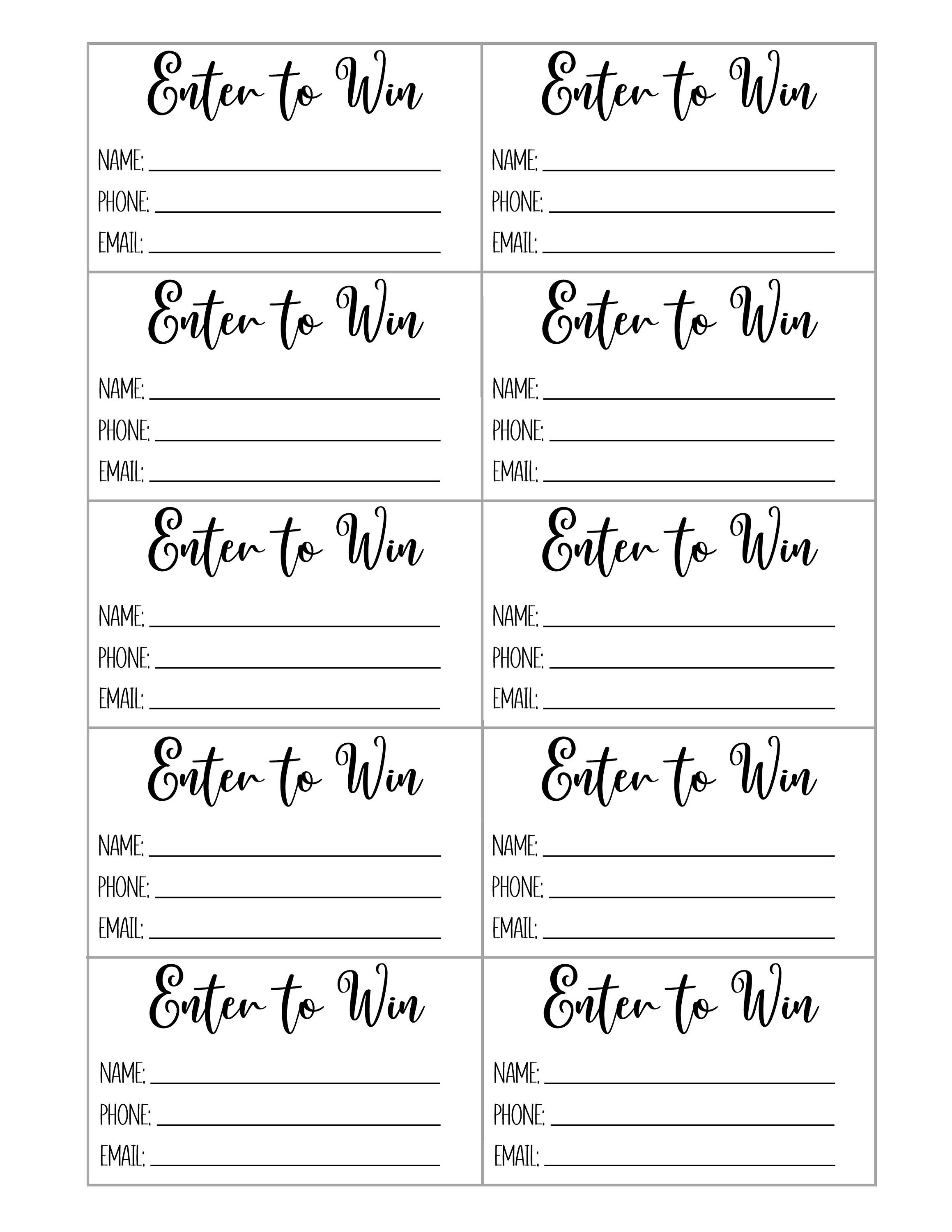 Enter to Win Tickets, 2x3.5 Enter to Win Tickets, 2x3.5