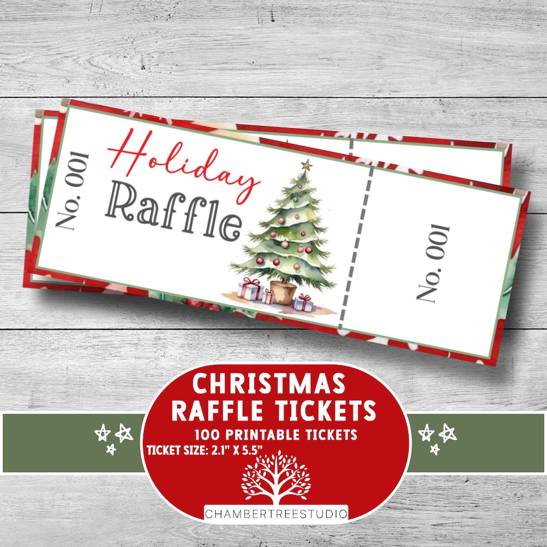 Christmas Holiday Raffle Tickets, School Fundraiser, Charity Event ...