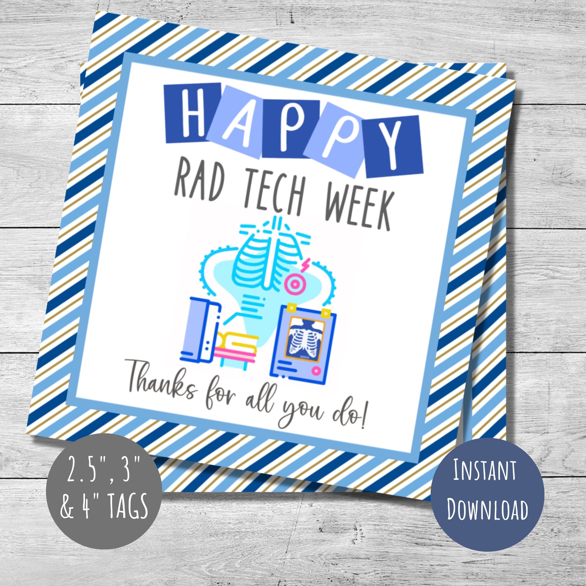 Rad Tech Week Gift Tag, Radiology Appreciation Tags, 2.5", 3" & 4" Tags ...