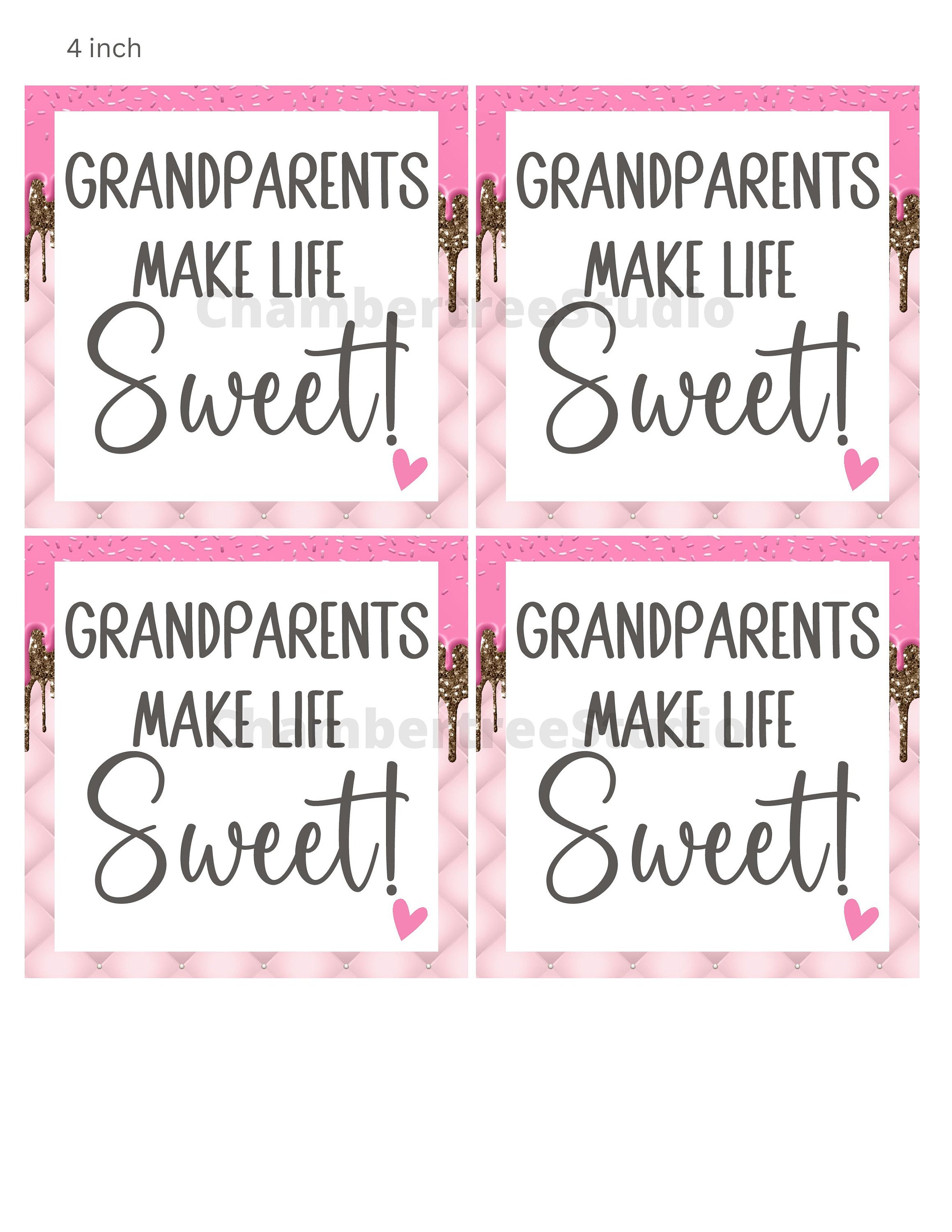 Happy Grandparents Day Gift Tag, Appreciation Gift Tag, 3" & 4" Tags ...