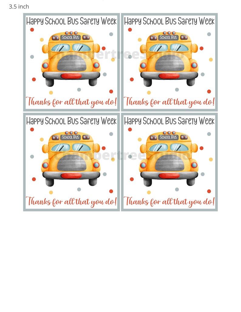 School Bus Safety Week Gift Tag Bus Driver Appreciation Tag - Etsy