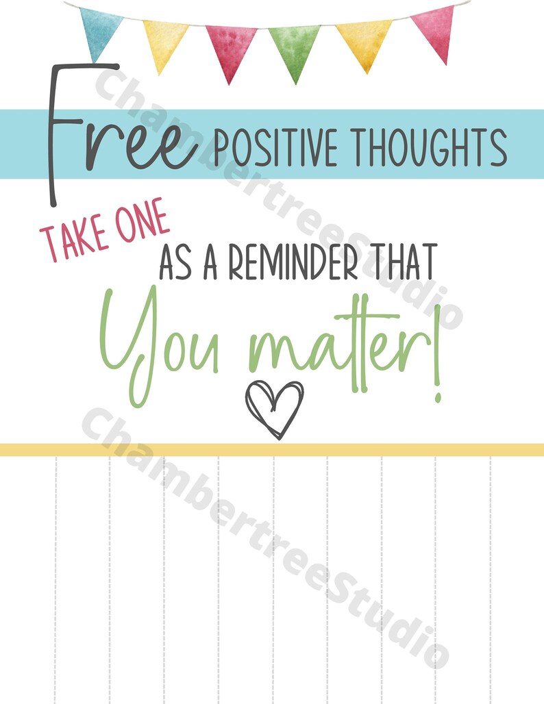 Affirmation Tear off Flyer, Printable Positive Thoughts, School ...