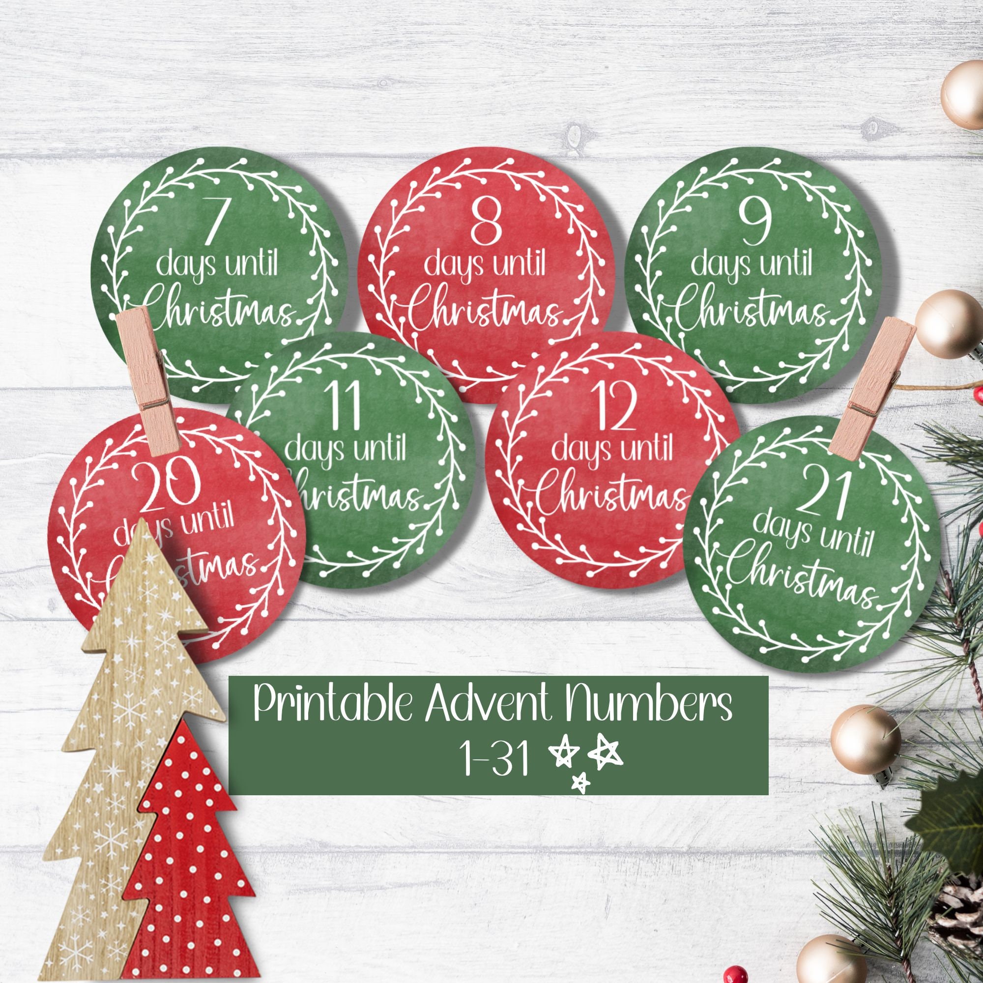 Advent Calendar Numbers, 2.5 " Size, DIY Advent Calendar Kit, Printable ...