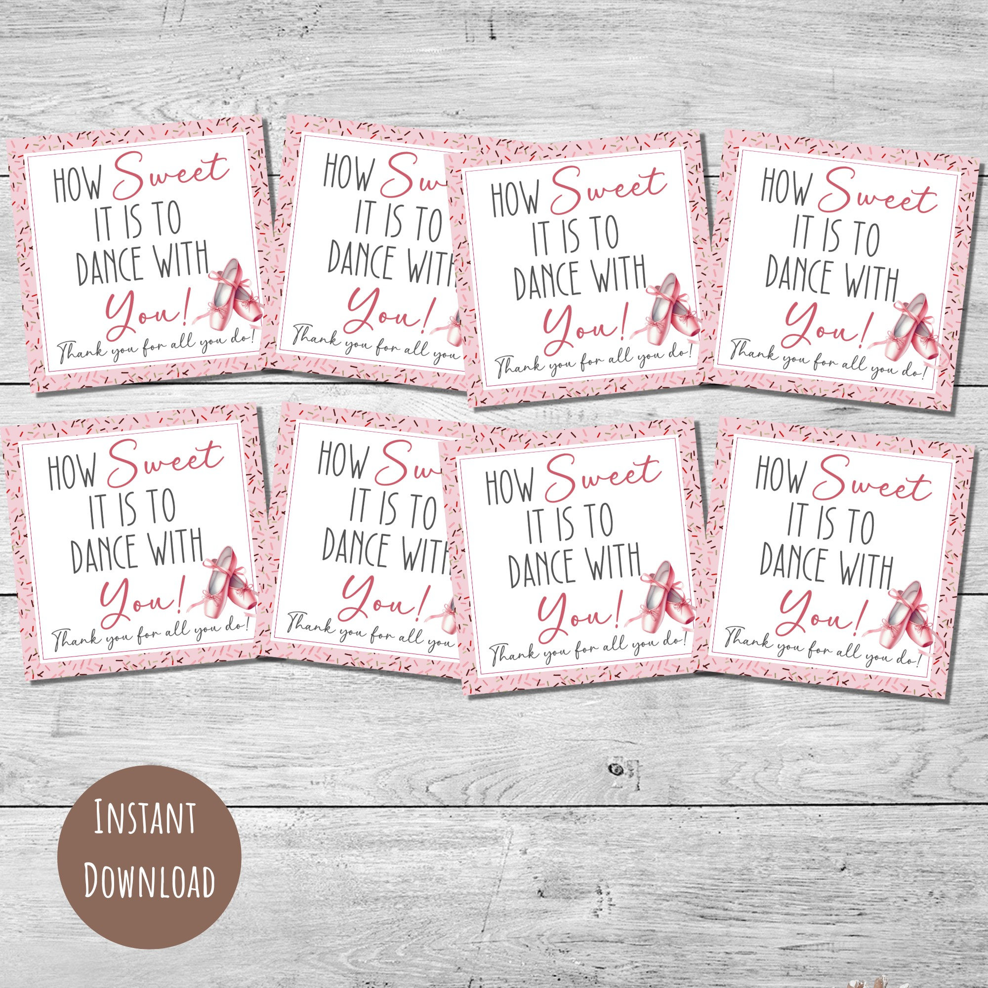 Dance Teacher Gift Tag, Teacher Appreciation Week Gift Card, Ballet ...