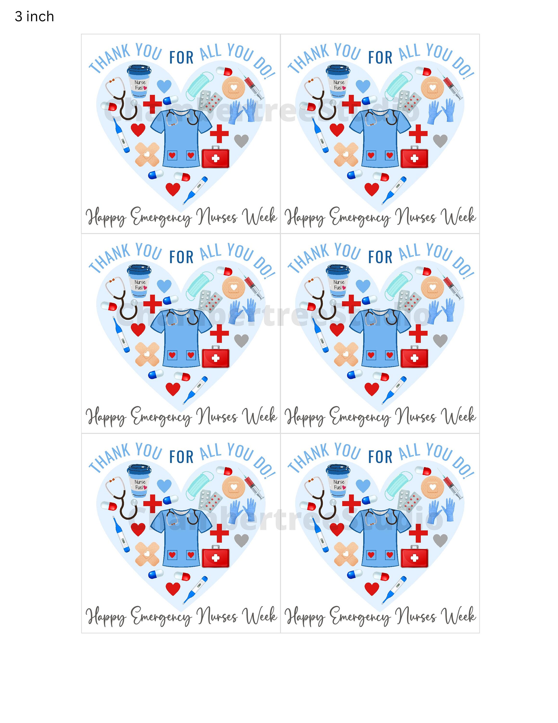 Emergency Nurse Week Gift Tag, 3" and 4" Tags, ER Nurses Appreciation ...