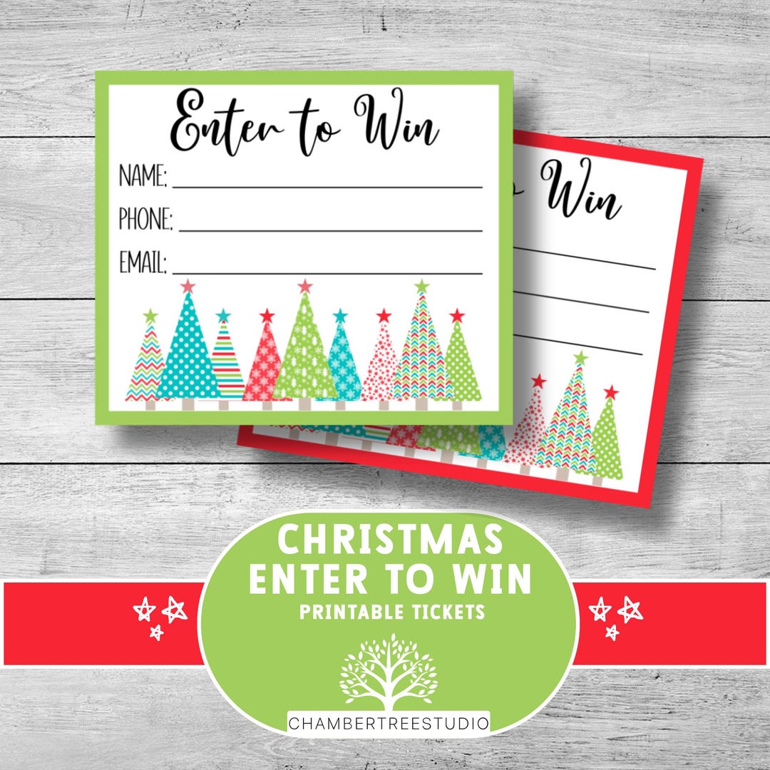 Christmas “enter to Win” Raffle Tickets – Printable Digital Download ...
