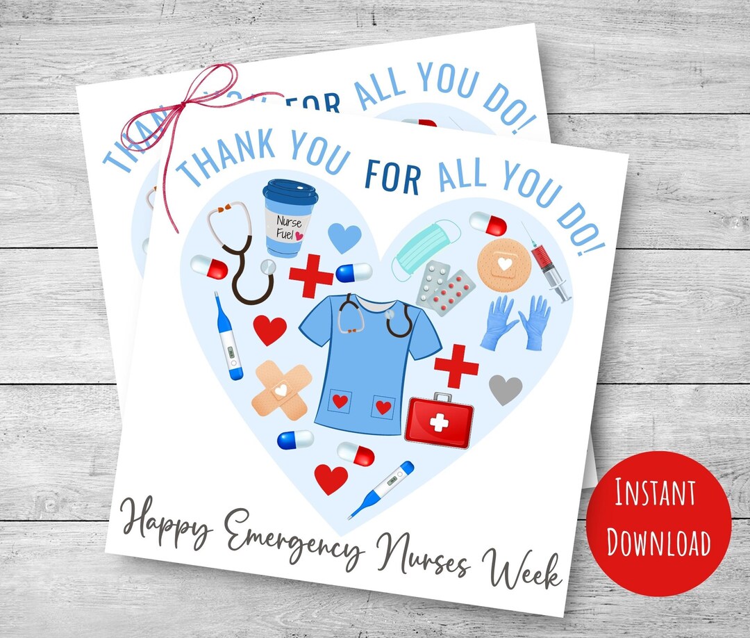 Emergency Nurse Week Gift Tag, 3" and 4" Tags, ER Nurses Appreciation ...