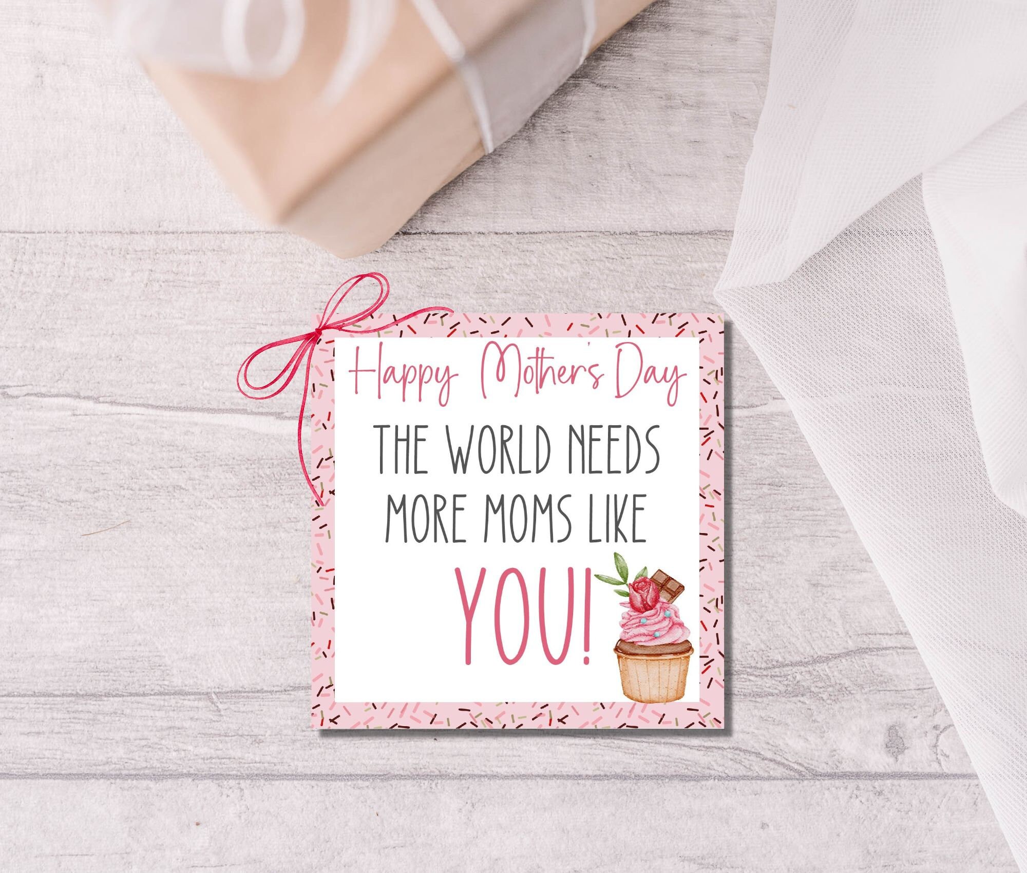 Mother's Day Gift Tag, Printable Cookie Tag, Mom Tags, 3" & 4" Square ...