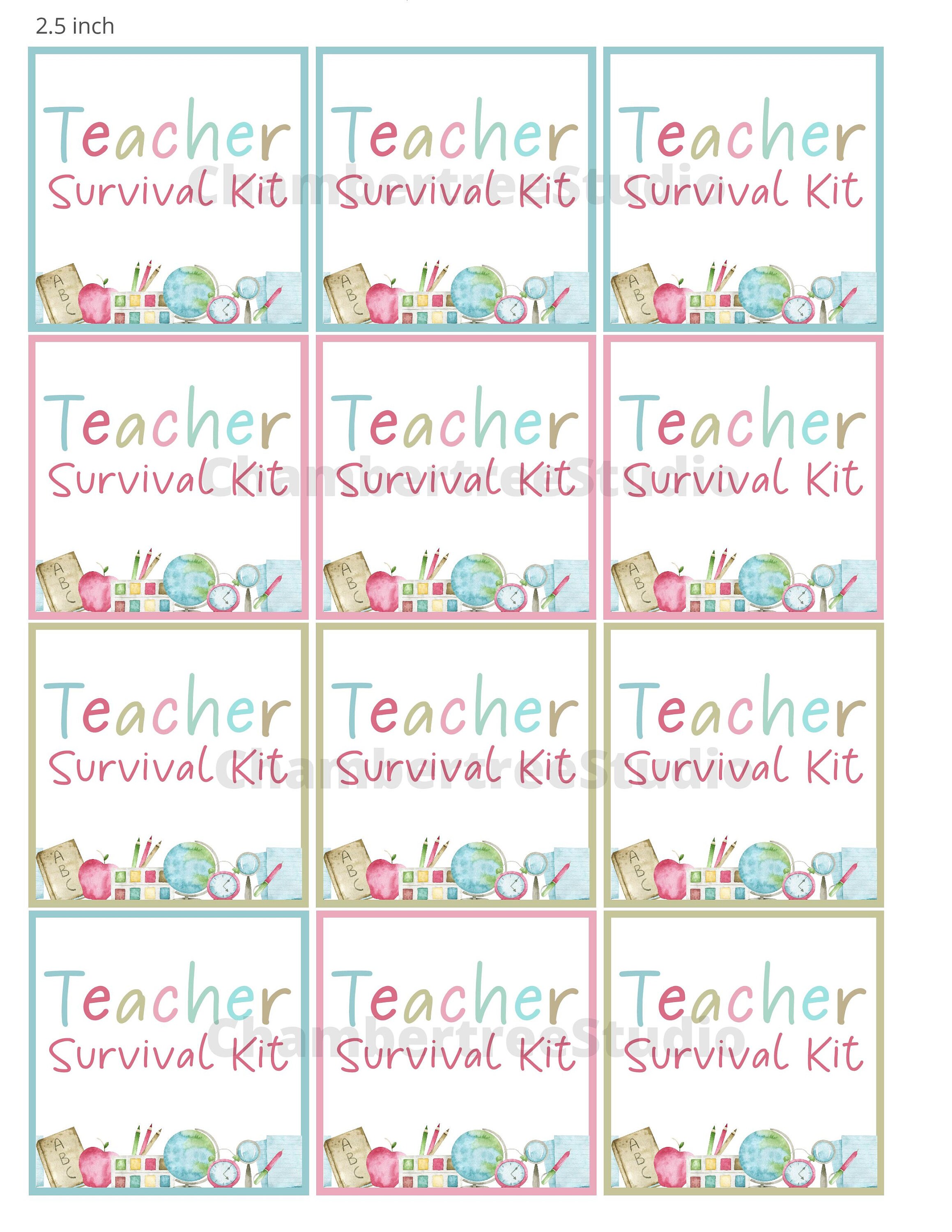 Teacher Survival Kit Gift Tag, Printable Back to School Tags, Staff ...