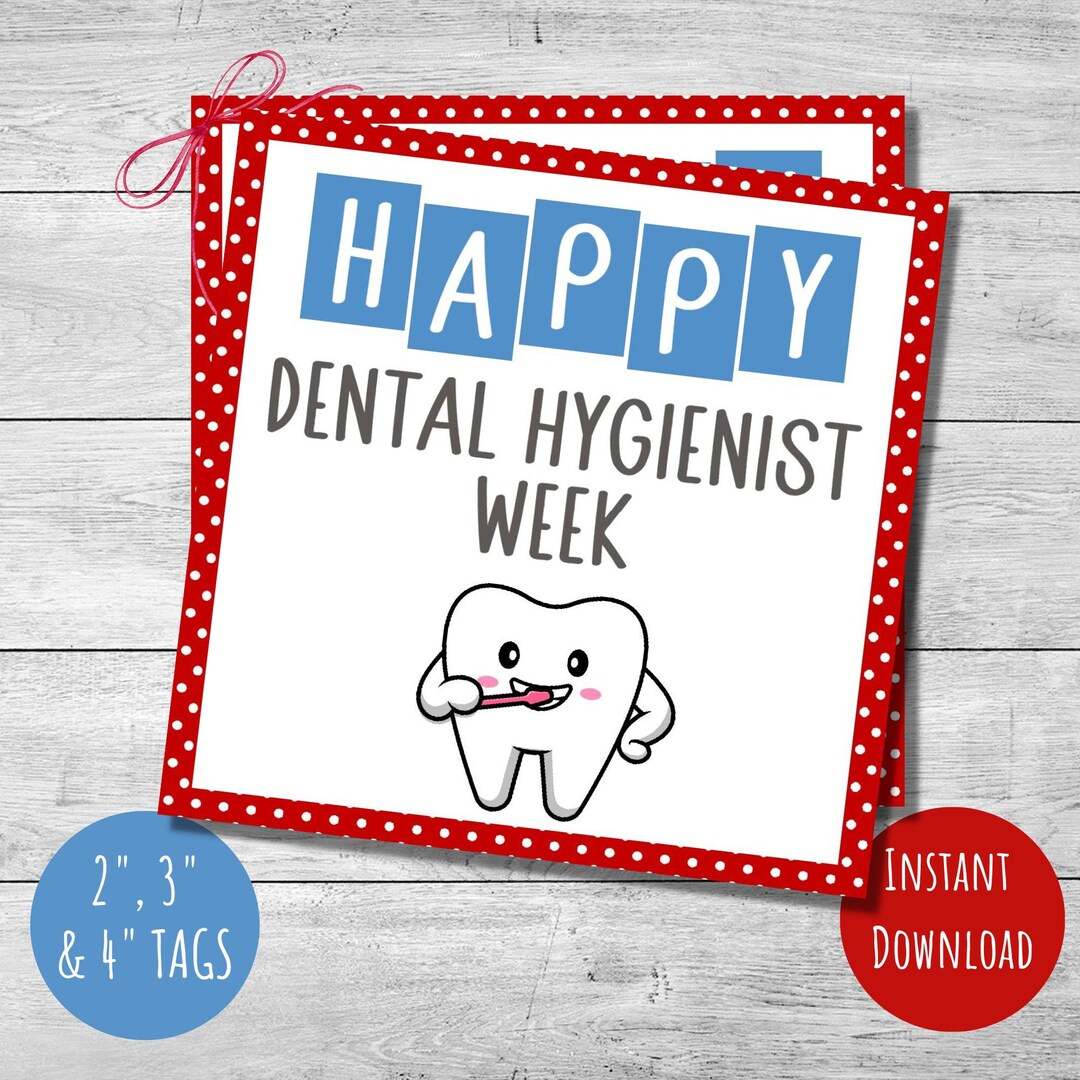 Dental Hygienist Week Gift Tag, Printable Appreciation Tags, 2.5", 3 ...