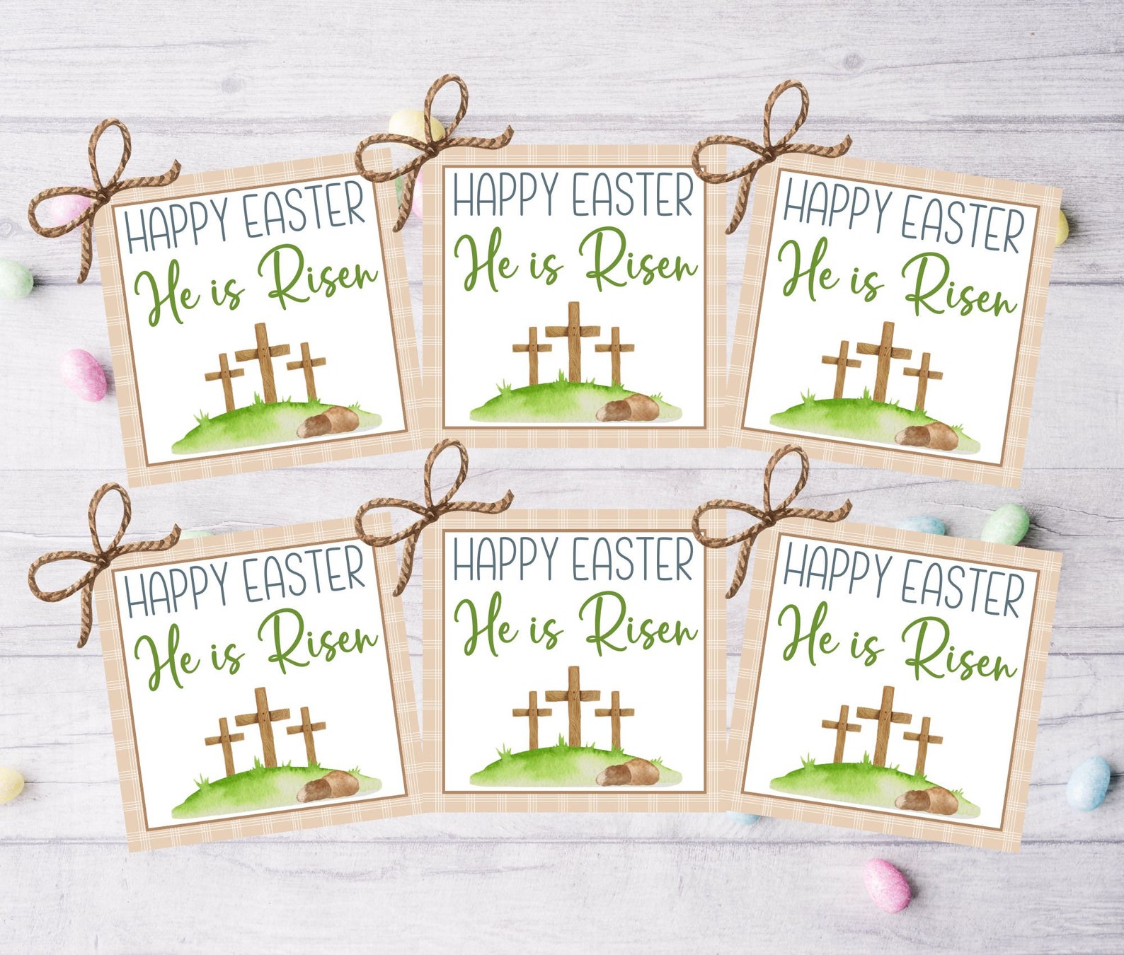 He is Risen Gift Tag, Printable Easter Tags, Cupcake Toppers, Easter ...