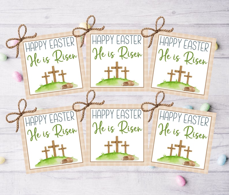 He is Risen Gift Tag, Printable Easter Tags, Cupcake Toppers, Easter ...