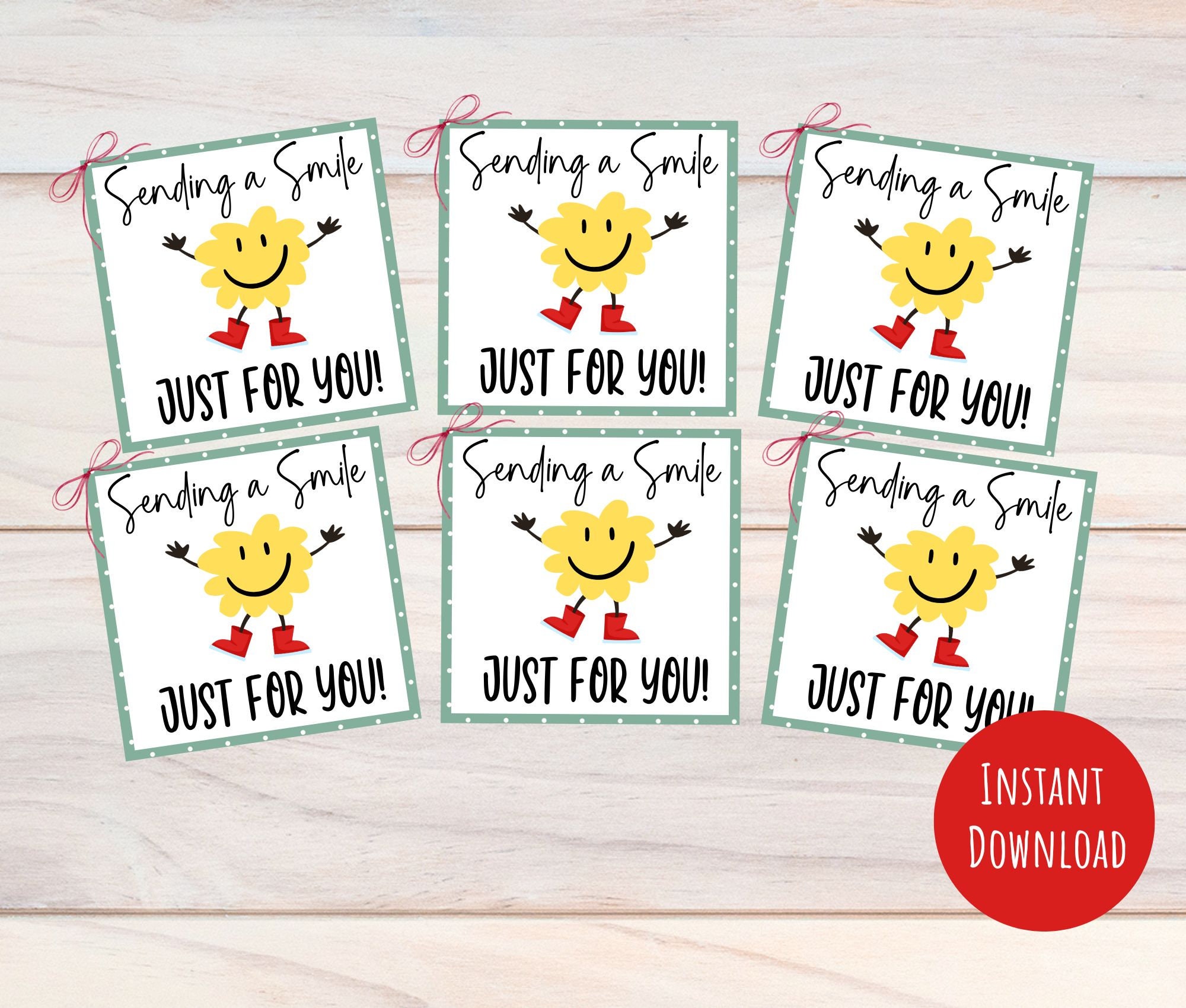 Sending a Smile Gift Tag, Random Acts of Kindness, 3" & 4" Tags, Back ...