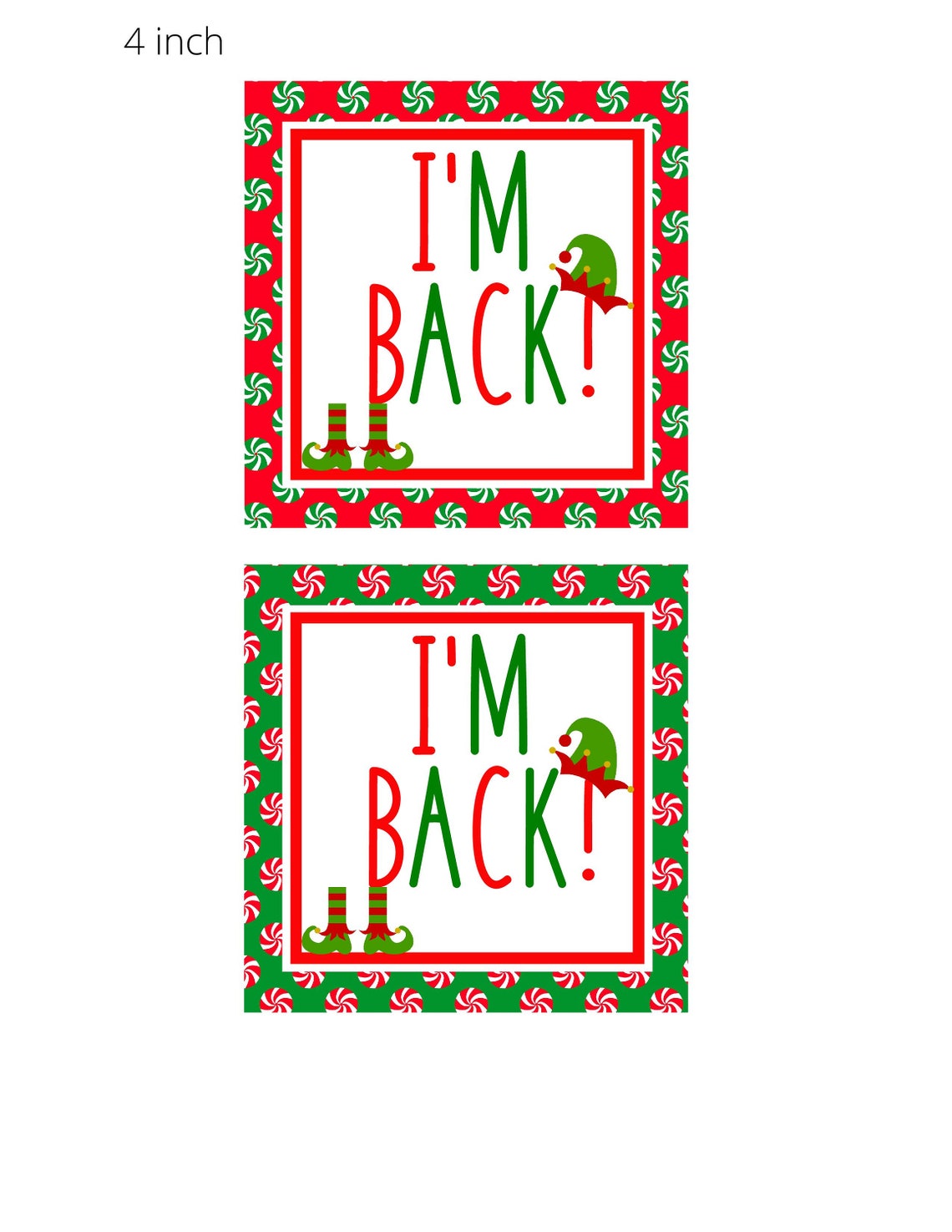 Printable Elf Tags 2 3 & 4 Sizes a Note - Etsy