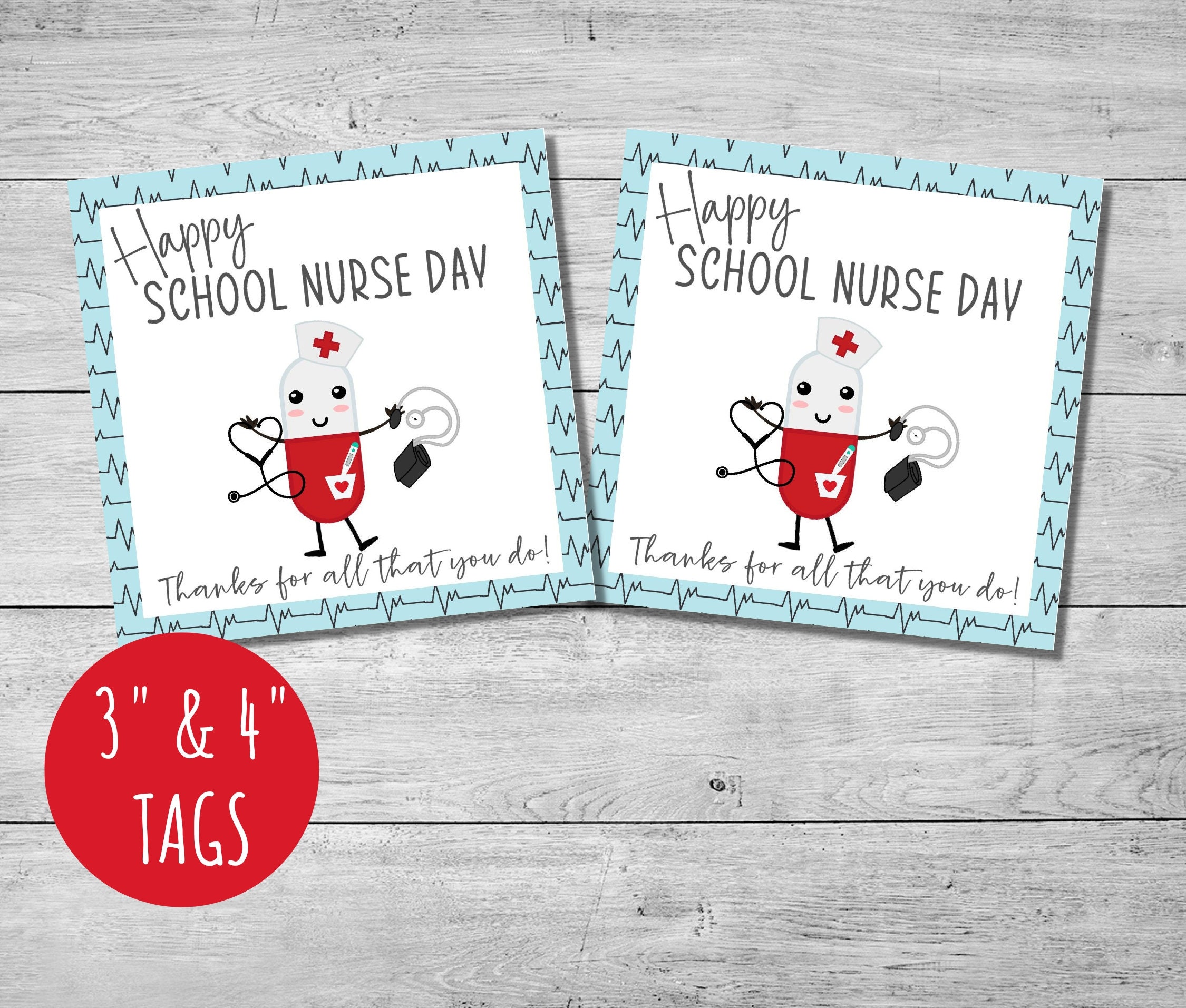 School Nurse Day Appreciation Gift Tag, Printable Thank You ...