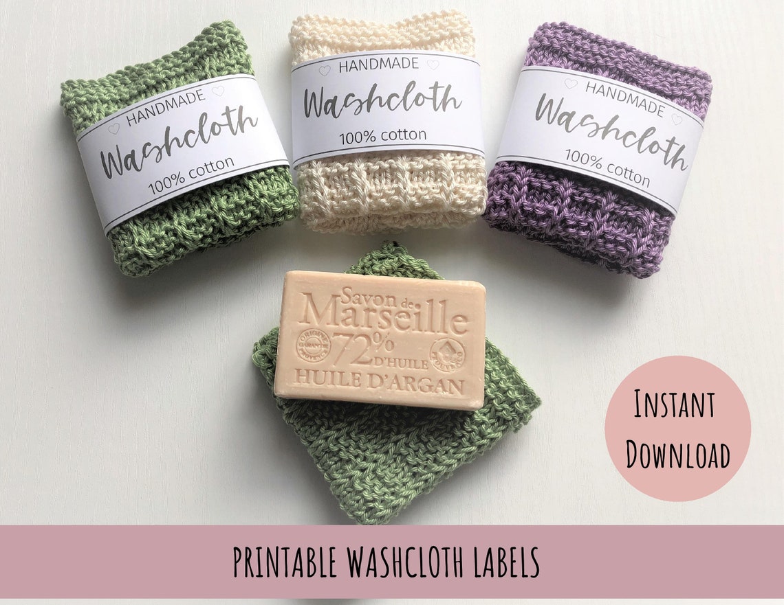 Printable Washcloth Labels, Handmade Washcloth Wrap, Instant Download ...