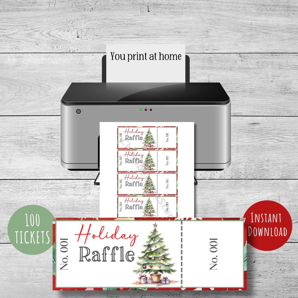 Christmas Holiday Raffle Tickets, School Fundraiser, Charity Event ...