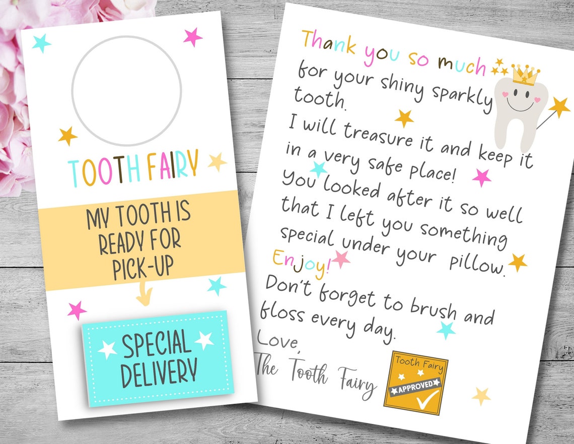 Tooth Fairy Letter, Printable Tooth Note, Door Hanger, Fairy Note ...
