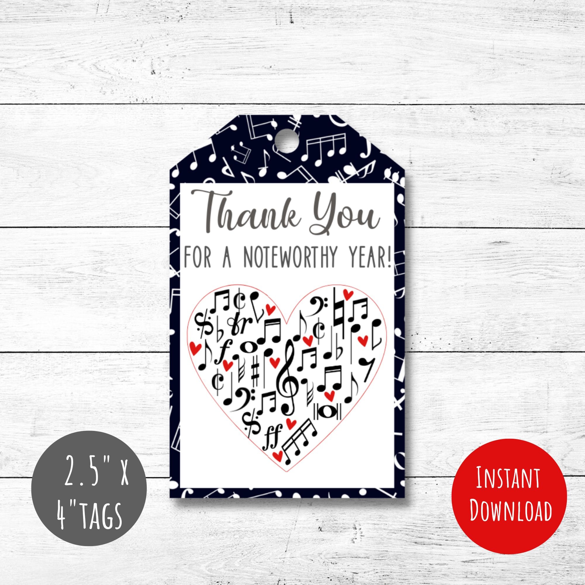 Music Teacher Appreciation Week Gift Tag, Teacher Thank You Gift Tag ...