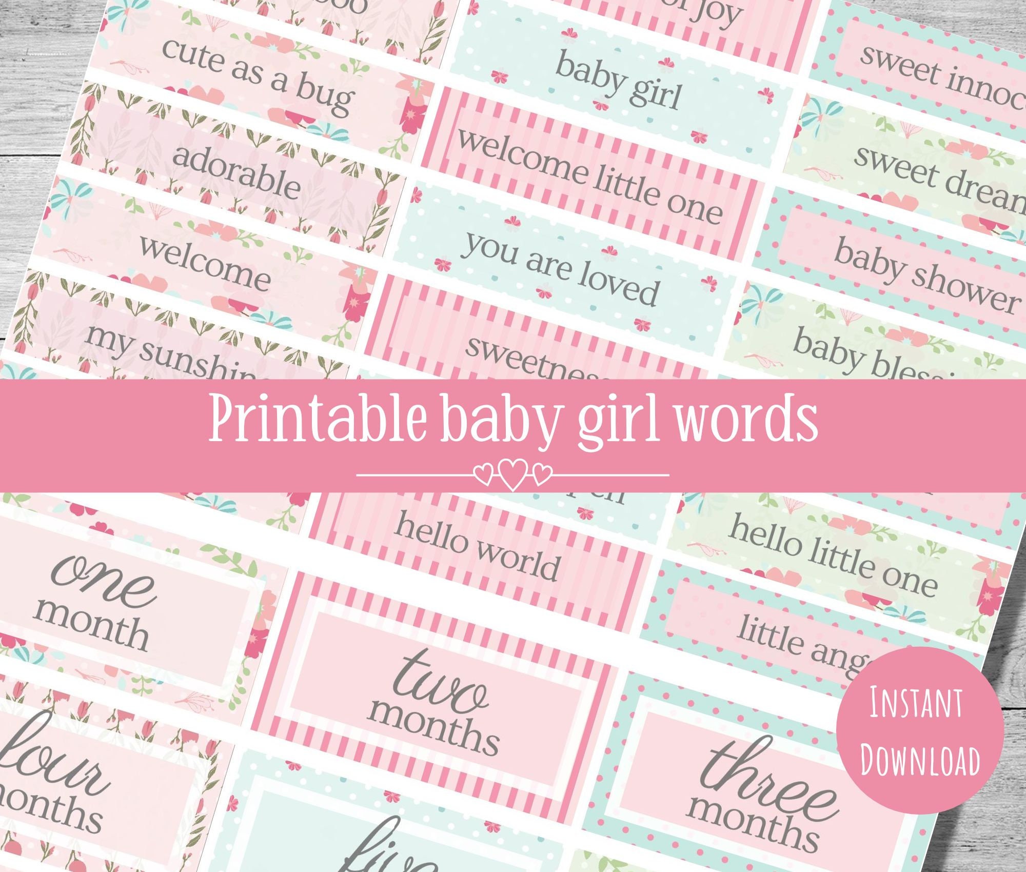 Baby Girl Words – Printable Baby Sentiments for Junk Journals ...