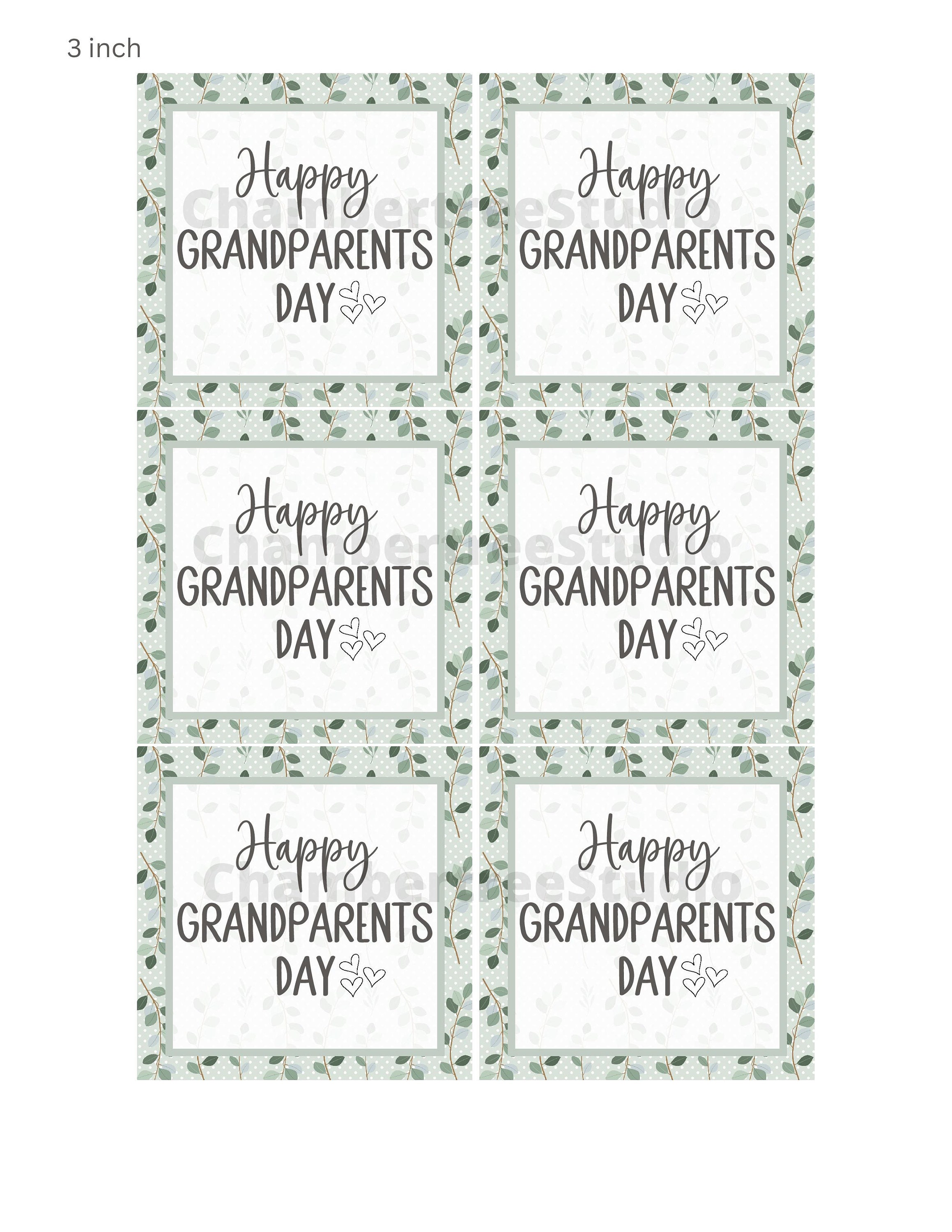 Happy Grandparents Day Gift Tag, Appreciation Gift Tag, 3" & 4" Tags ...