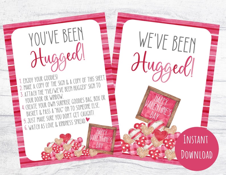 You've Been Hugged, Valentine's Day Game, Valentine's Day Printable ...