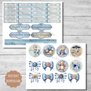 Baby Boy Junk Journal Kit, Scrapbook Papers and Ephemera, Printable ...