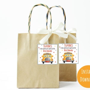 School Bus Driver Appreciation Gift Tag, Printable Thank You Gift ...