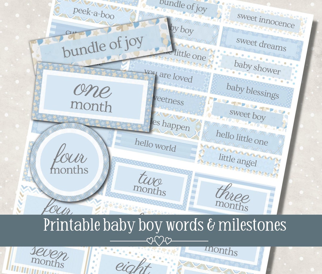 Baby Boy Words, Printable Word Sentiments, Baby Junk Journal, Baby ...