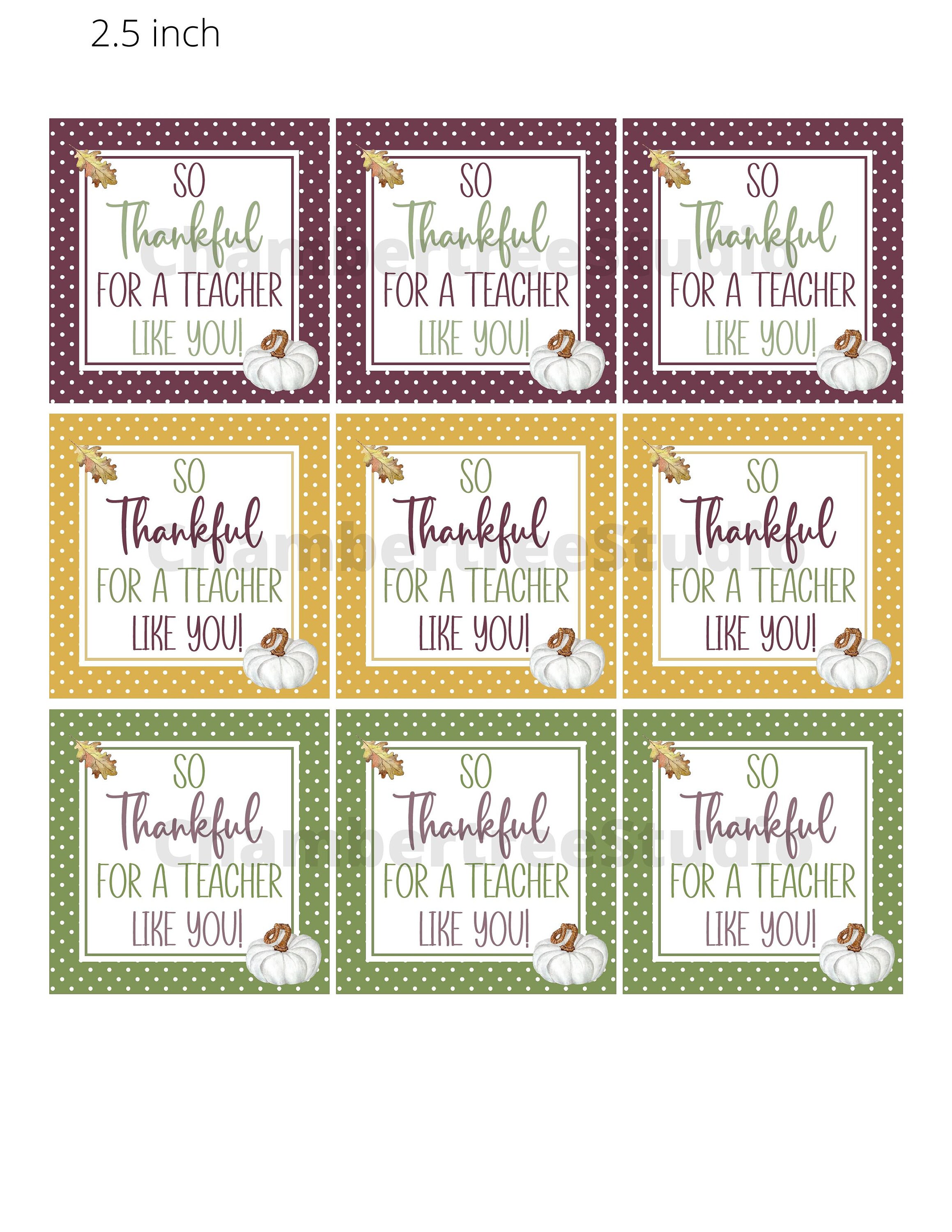 Thanksgiving Teacher Appreciation Gift Tag, 2.5 and 3.5 Sizes ...
