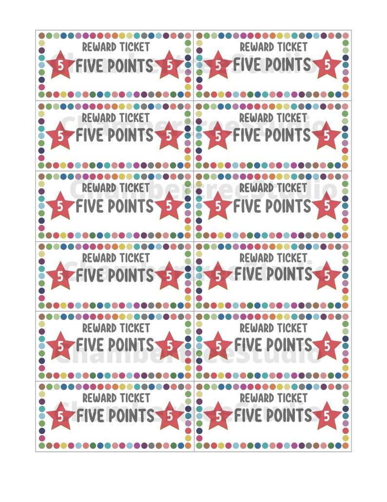 Kids Reward Tickets, Positive Behavior Points, Kids Reward System ...