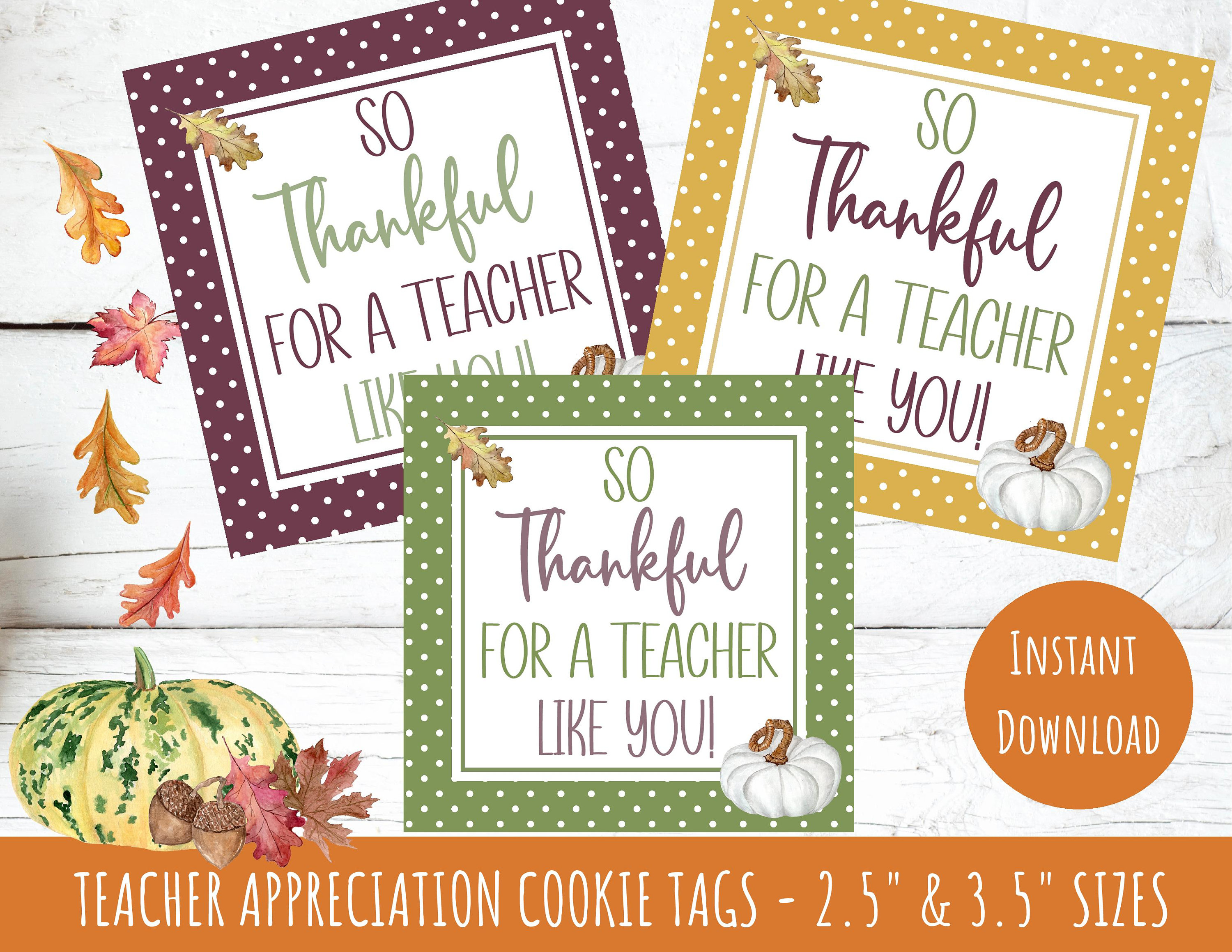 Thanksgiving Teacher Appreciation Gift Tag, 2.5 and 3.5 Sizes ...