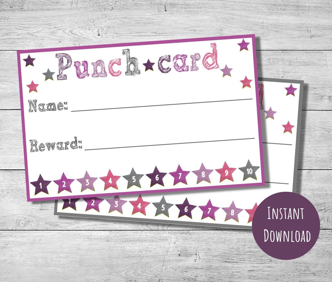 Punch Card for Kids, Printable Reward Cards for Classroom, Pink Good ...