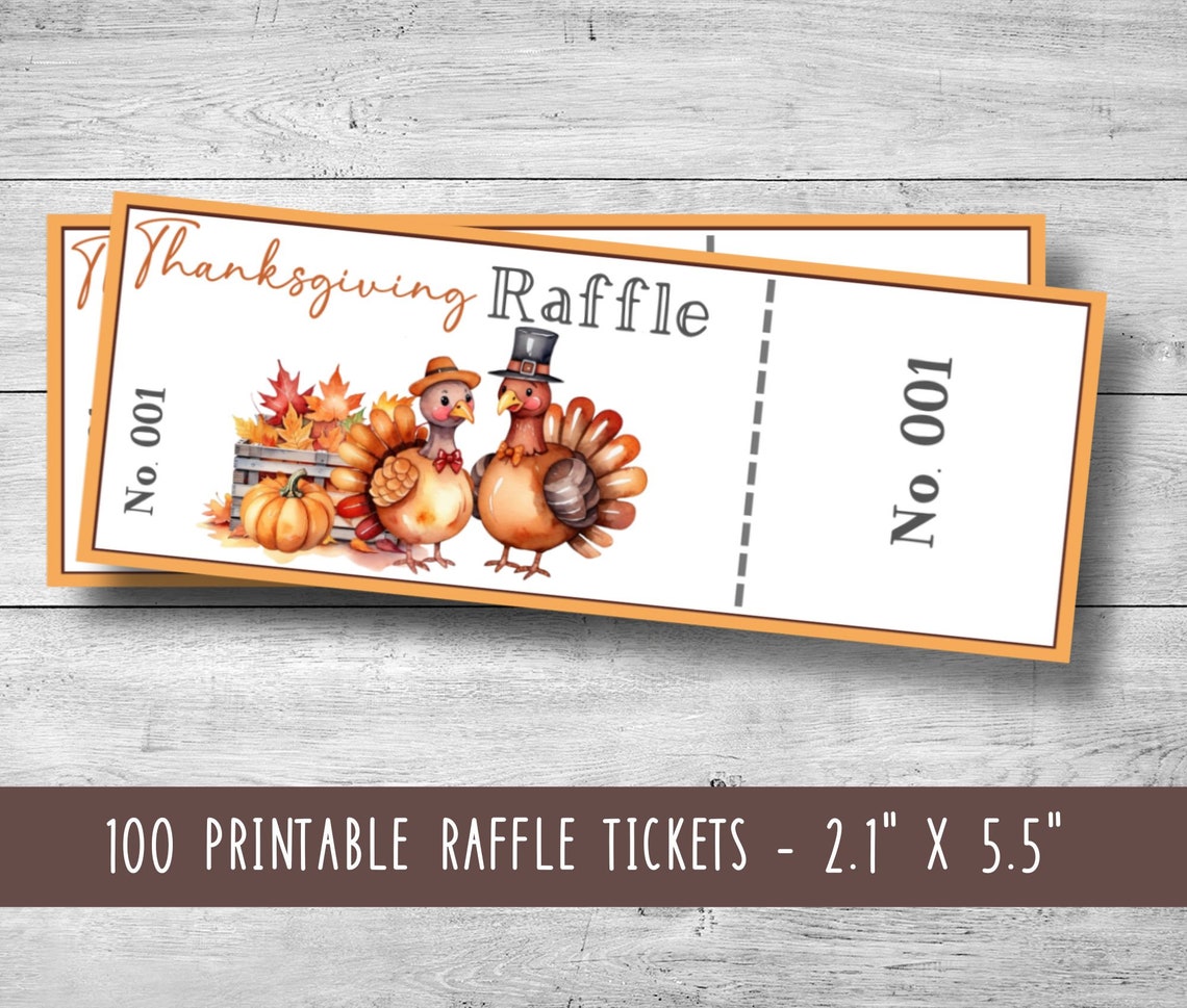 Thanksgiving Raffle Tickets: Printable Fall Fundraiser (instant ...