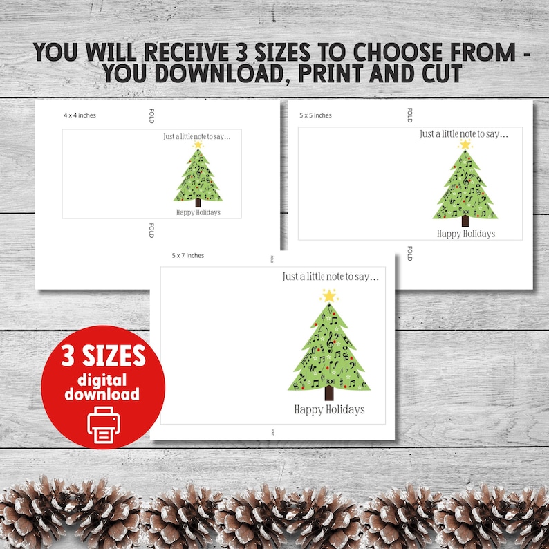 Music Teacher Christmas Card, Printable Music Teacher Gift, Thank You ...